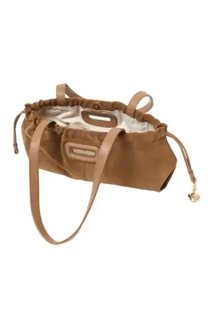 Maje Suede Milpli Gazette Bag - Camel