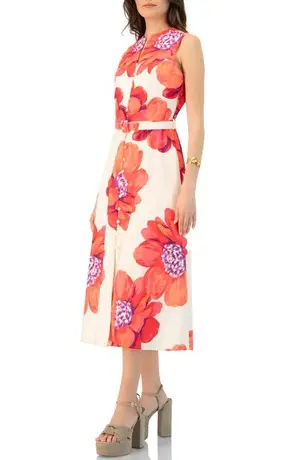 IVONNE Printed Jacquard Sleeveless Midi Dress