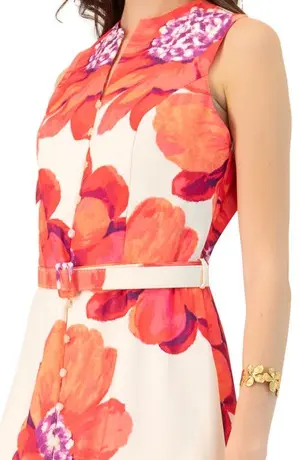IVONNE Printed Jacquard Sleeveless Midi Dress