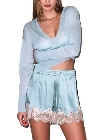 FLEUR DU MAL Sheer Knit V-neck Sweater - Frosted Mint
