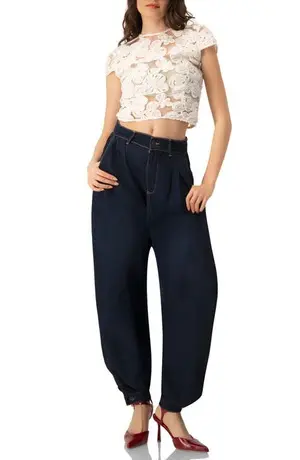 IVONNE Embroidered See-through Top - Ivory