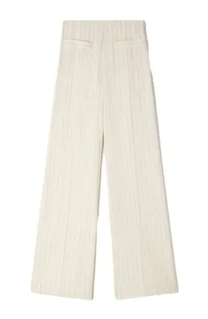 Sandro Striped Wide-leg Trousers - Ecru/silver