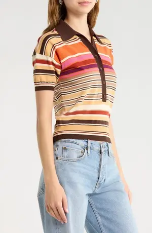Faithfull The Brand Sable Stripe Knit Polo
