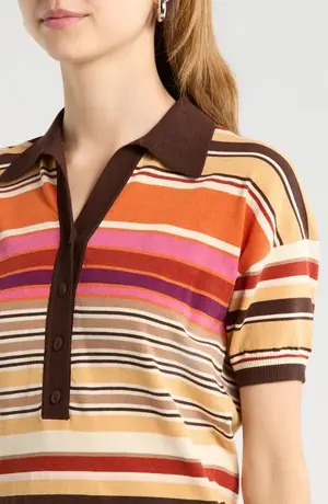 Faithfull The Brand Sable Stripe Knit Polo