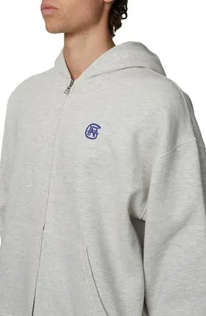 GOOD FOR NOTHING Oversized Halftone Zip Up Hoodie - Grey