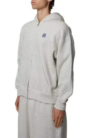 GOOD FOR NOTHING Oversized Halftone Zip Up Hoodie - Grey