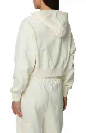 GOOD FOR NOTHING Cropped Zip Hoodie - Ivory