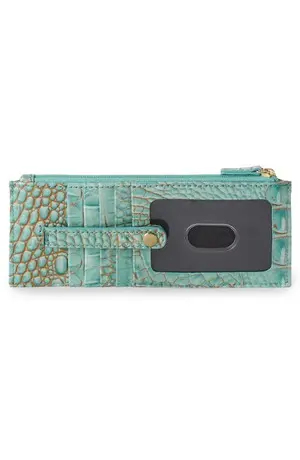 Brahmin Croc Embossed Leather Credit Card Wallet - Waterfall