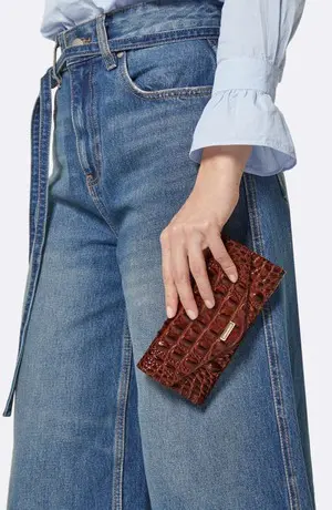 Brahmin Veronica Croc Embossed Leather Wallet - Cinnamon