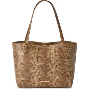 Brahmin Croc Embossed Leather Tote - Light Pecan