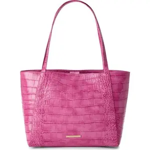 Brahmin Croc Embossed Leather Tote - Pink