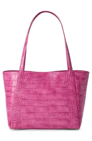 Brahmin Croc Embossed Leather Tote - Pink