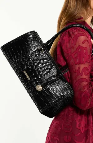 Brahmin Sophia Croc Embossed Satchel - Waterfall