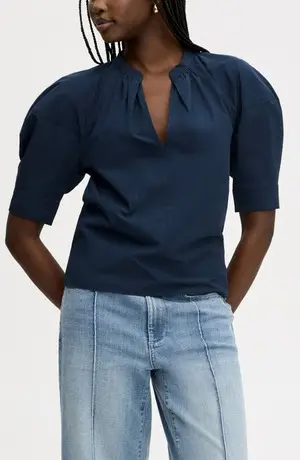 Sam Edelman Cotton Poplin Shirt - Navy