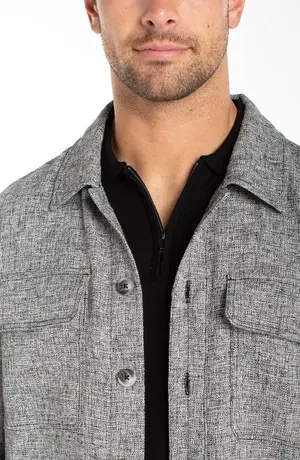 LIVERPOOL Marled Flap Pocket Overshirt - Black Multi
