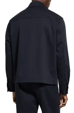 Theory Moonsoft Cotton Twill Button-up Shirt Jacket - Baltic