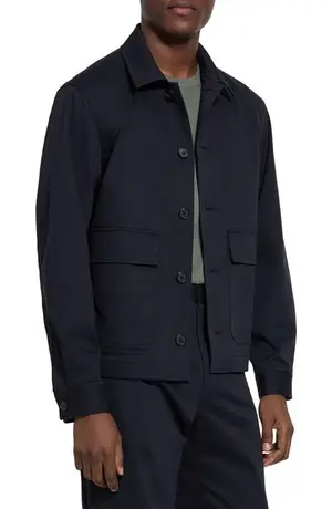 Theory Moonsoft Cotton Twill Button-up Shirt Jacket - Baltic
