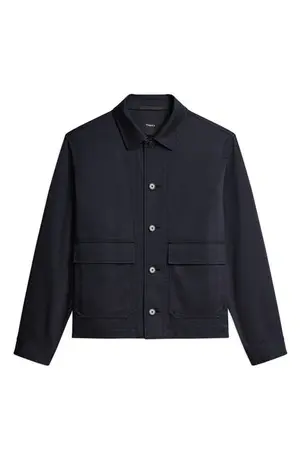 Theory Moonsoft Cotton Twill Button-up Shirt Jacket - Baltic