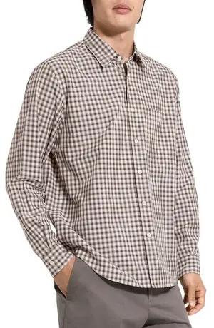 Theory Weekend Park Check Flannel Button-up Shirt - Morel Multi