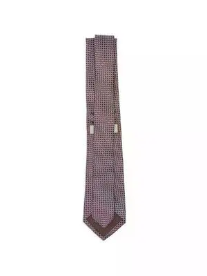 Canali Geometric-pattern Neck Tie - Red