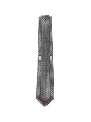 Canali Patterned Neck Tie - Grey