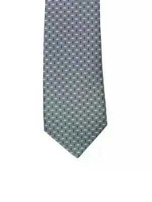 Canali Geometric-pattern Neck Tie - Blue