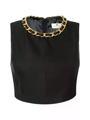 Elisabetta Franchi Cropped Jewel Chain Top - Black
