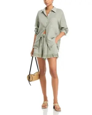 Vintage Havana Drawstring Linen Blend Shorts
