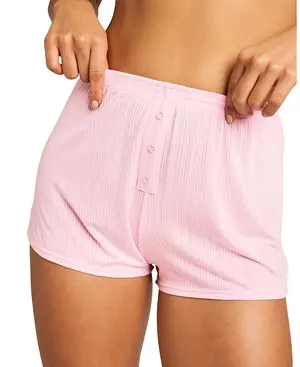 NEGATIVE Ribbed Micro Modal Boyfriend Shorts - Babe