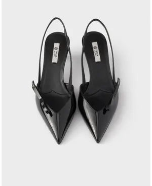 Prada Patent Leather Slingback Pumps - Black