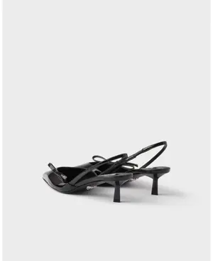 Prada Patent Leather Slingback Pumps - Black