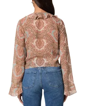 Paige Eve Silk Blouse With Paisley Print And Ruffled Collar