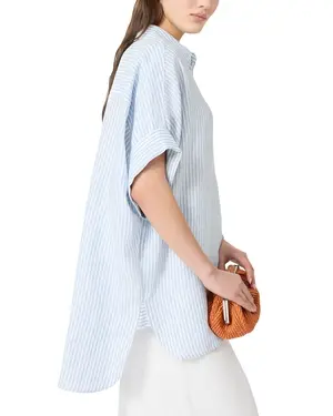 Max Mara Striped Linen Shirt - Light Blue
