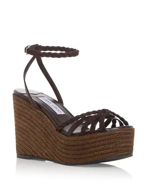 JIMMY CHOO Dree 100 Espadrille Wedge Sandals - Chocolate/coffee