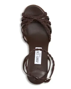JIMMY CHOO Dree 100 Espadrille Wedge Sandals - Chocolate/coffee