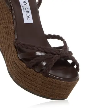 JIMMY CHOO Dree 100 Espadrille Wedge Sandals - Chocolate/coffee