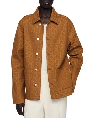 Sandro Square Cross Denim Jacket - Camel