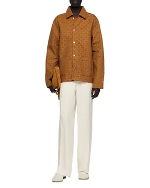 Sandro Square Cross Denim Jacket - Camel
