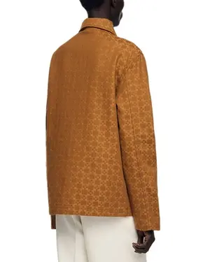 Sandro Square Cross Denim Jacket - Camel