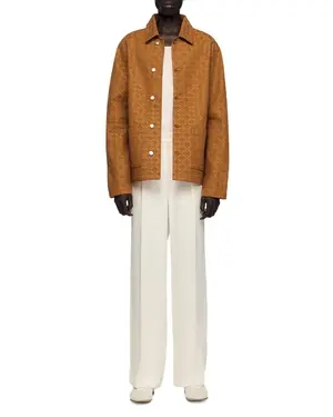 Sandro Square Cross Denim Jacket - Camel