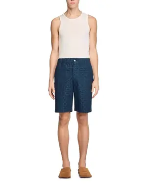 Sandro Square Cross 9" Denim Shorts