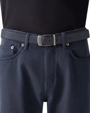 Zegna Leather Belt - Dark Blue
