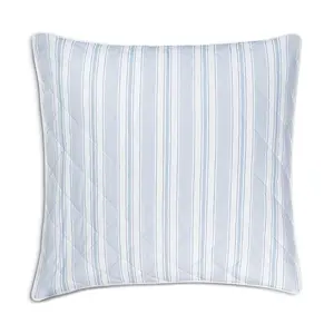 MATOUK Elio Striped Quilted Euro Sham - Blue