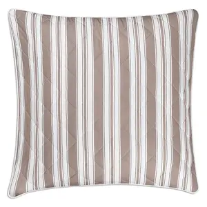 MATOUK Elio Striped Quilted Euro Sham - Mocha