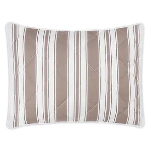 MATOUK Elio Striped Quilted Boudoir Sham - Mocha