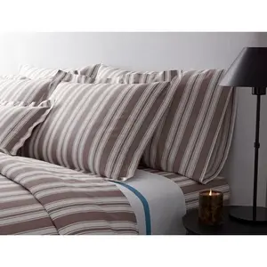 MATOUK Elio Striped Flat Sheet, King - Mocha