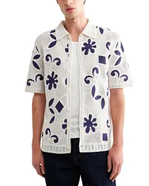 WAX LONDON Porto Doodle Crochet Polo Shirt