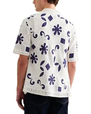 WAX LONDON Porto Doodle Crochet Polo Shirt