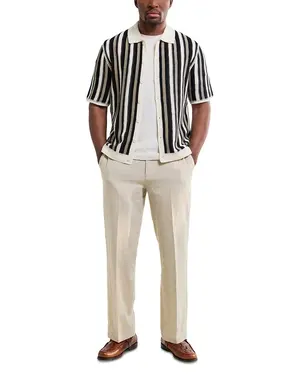 WAX LONDON Porto Stripe Crochet Polo Shirt