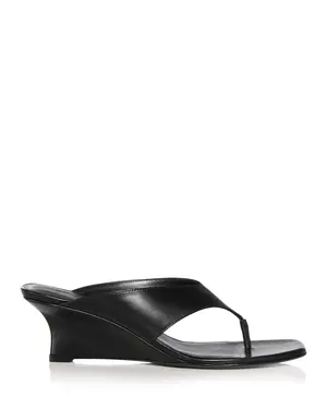 STUART WEITZMAN Vinnie Thong Wedge Sandals - Black